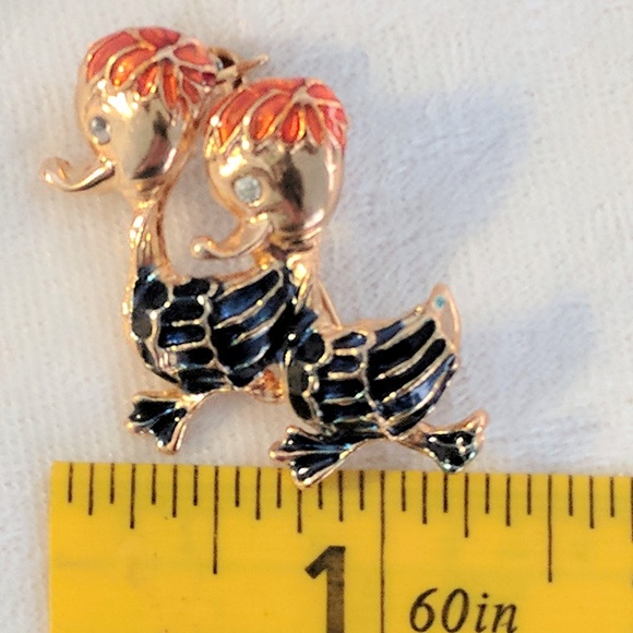 Jewelry | Vintage Enamel Duck Pin Blue And Orange Ducks | Poshmark